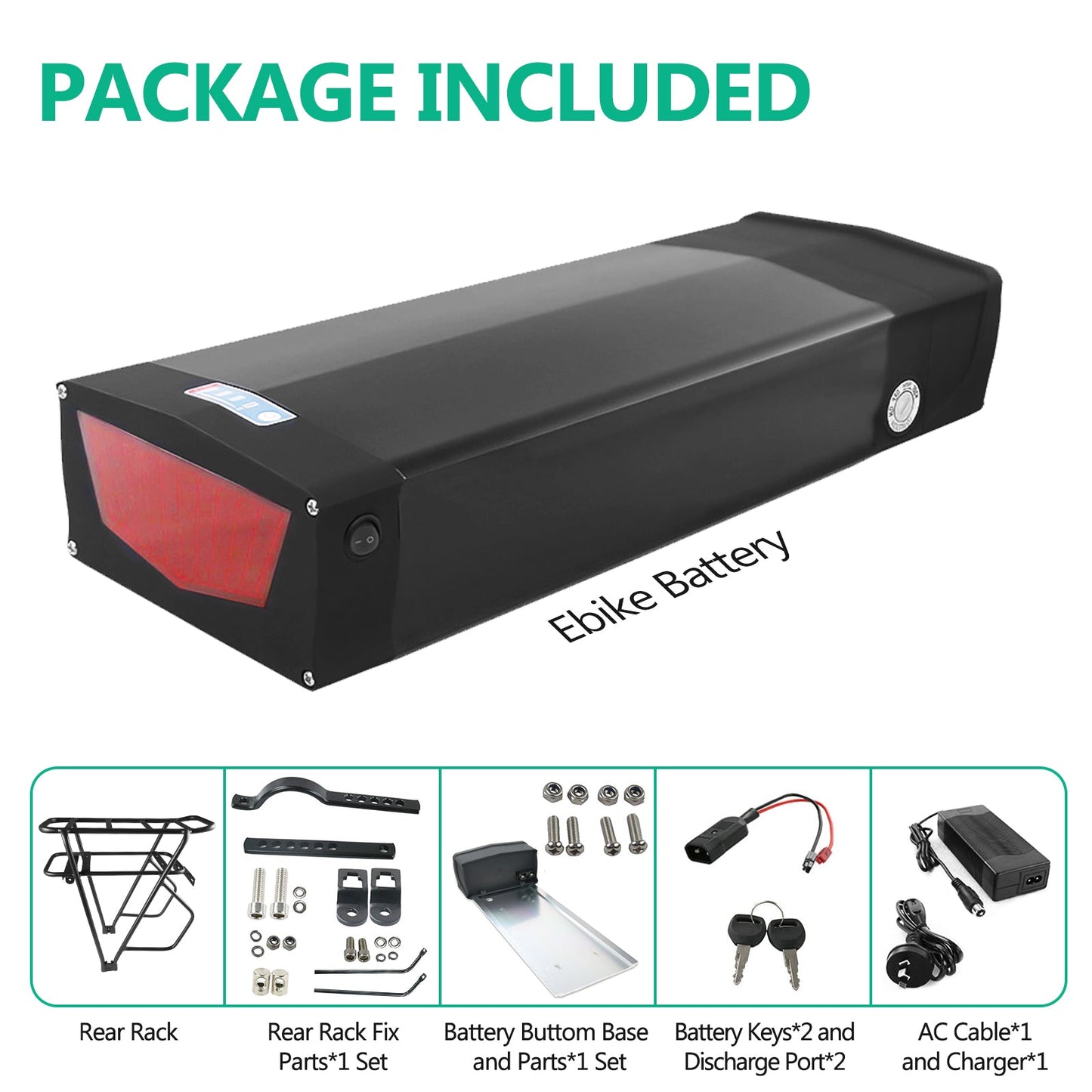 Ebike Battery 48V 20AH Lithium Pack with Rear Rack Design – Fengli ...